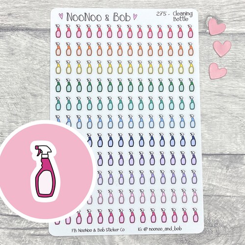 Spray Bottle Planner Stickers Cleaning Stickers Chore - Etsy