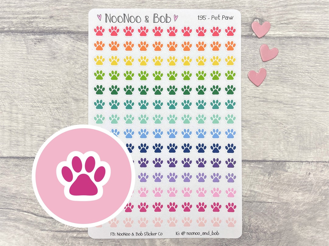 Pet Paw Planner Stickers Cat/dog Paw Pet Stickers Black Script Header ...