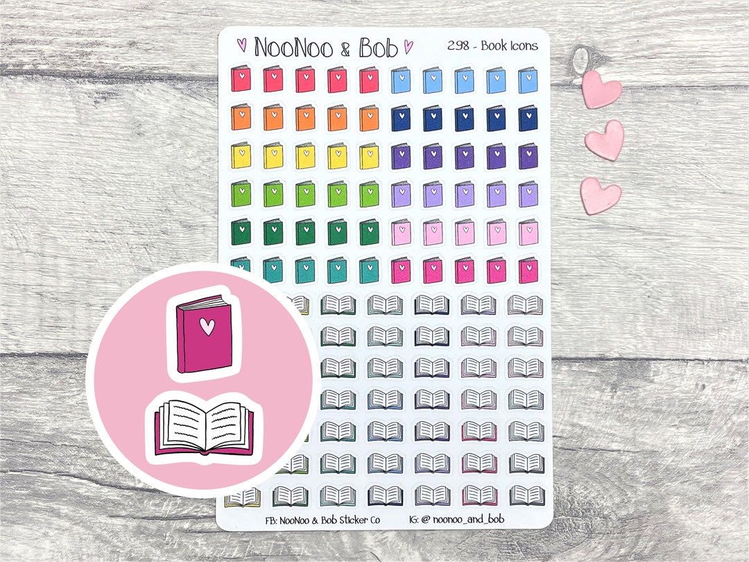 Book Icon Planner Stickers Reading Planner Stickers Book Planner ...
