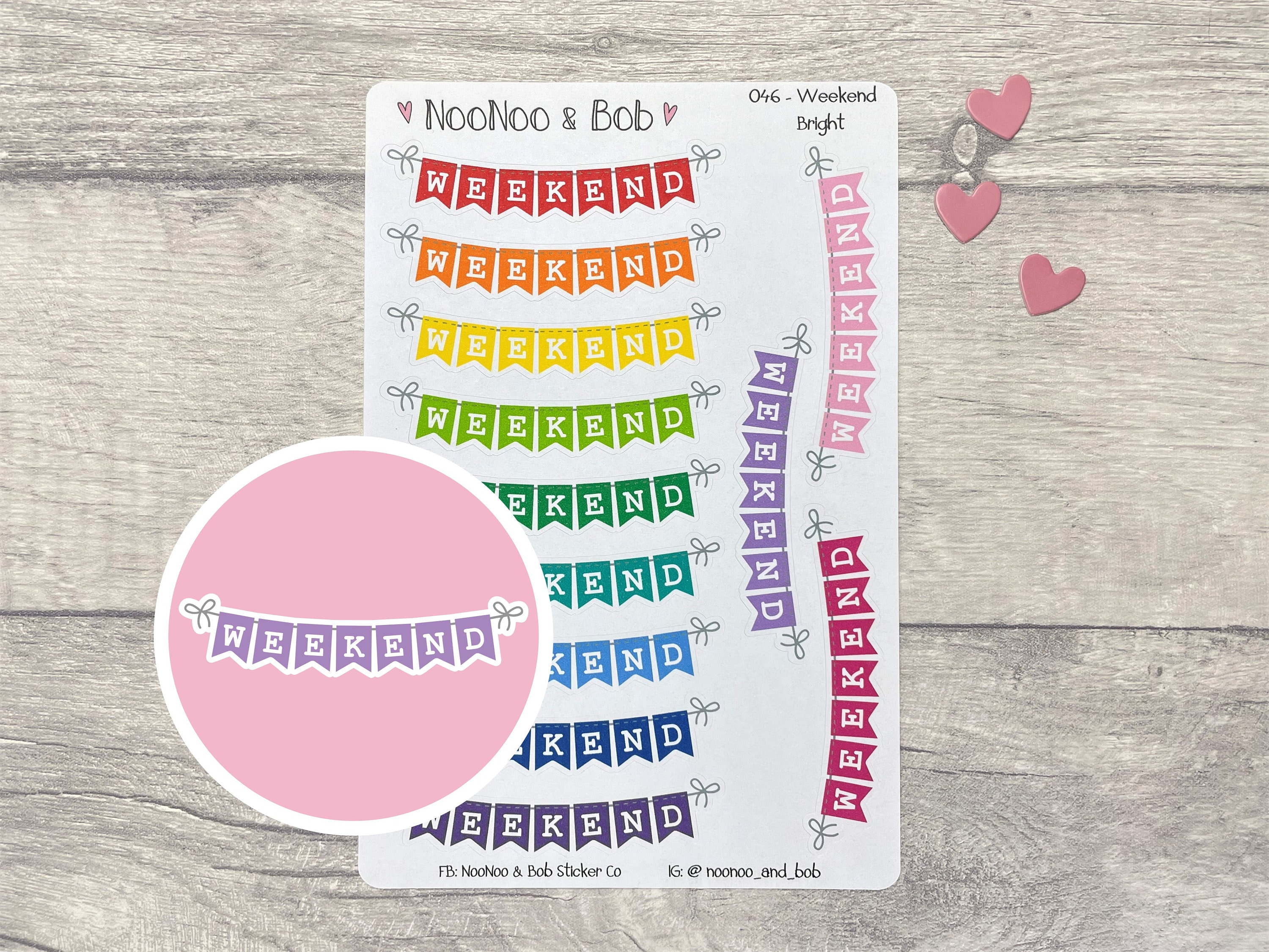 Weekend Flag Banner Planner Stickers - Weekend Banner Planner Stickers ...