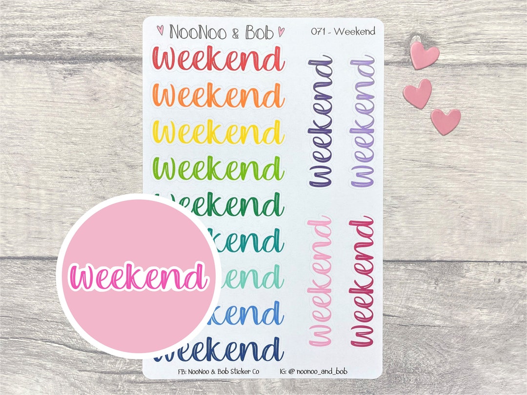 Weekend Script Planner Stickers - Weekend Banner Stickers - Weekend ...