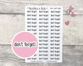 64 Reminder Planner Stickers, Tiny Word Planner Stickers, Don't Forget ...