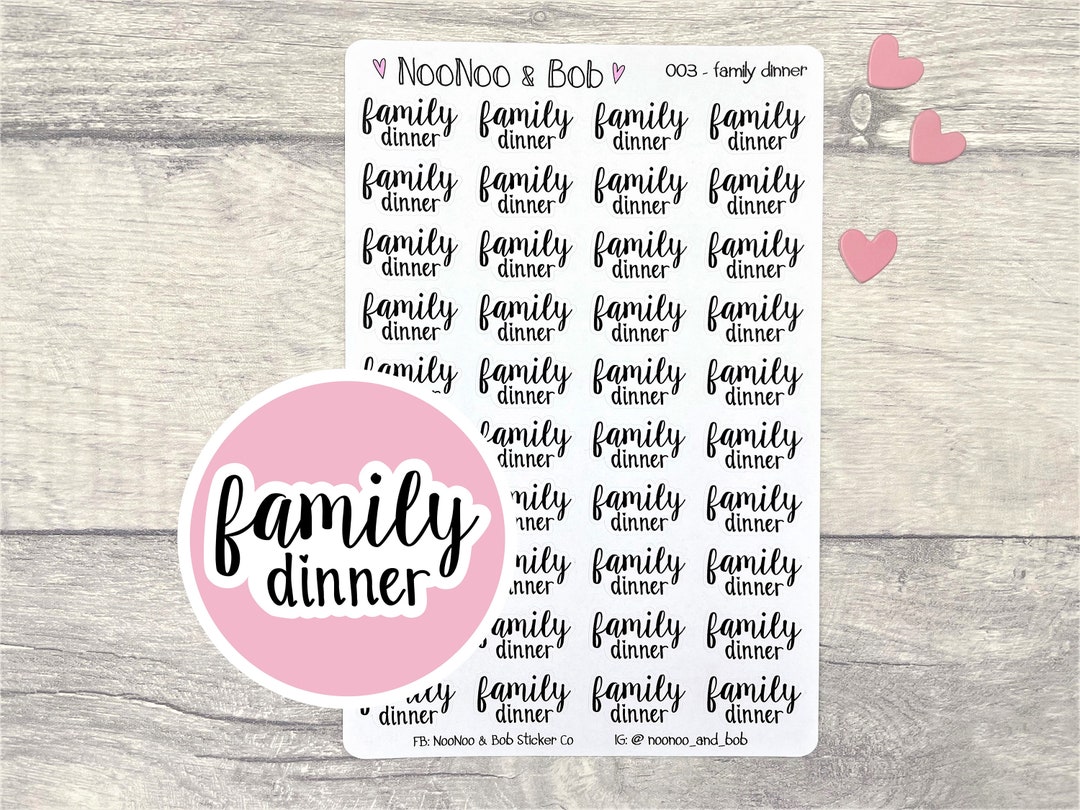 Family Dinner Planner Stickers - Black Script - Header Stickers ...