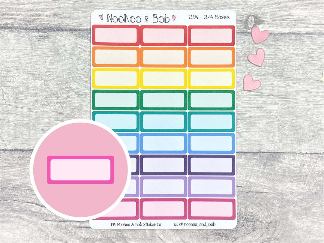 Rainbow 3/4 Box Planner Stickers - Perfect Size Box Planner Stickers ...