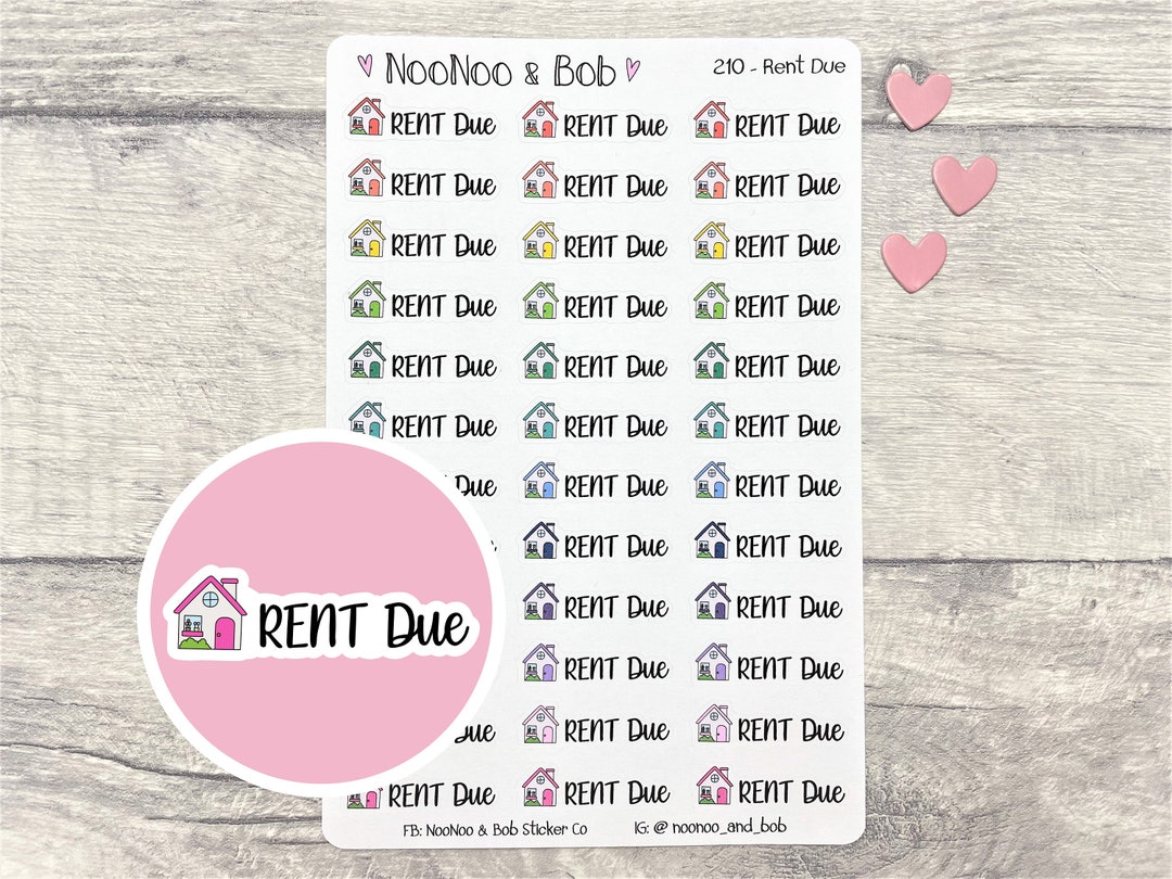 Rent Due Script Planner Stickers - Pay Rent Planner Stickers - UK ...