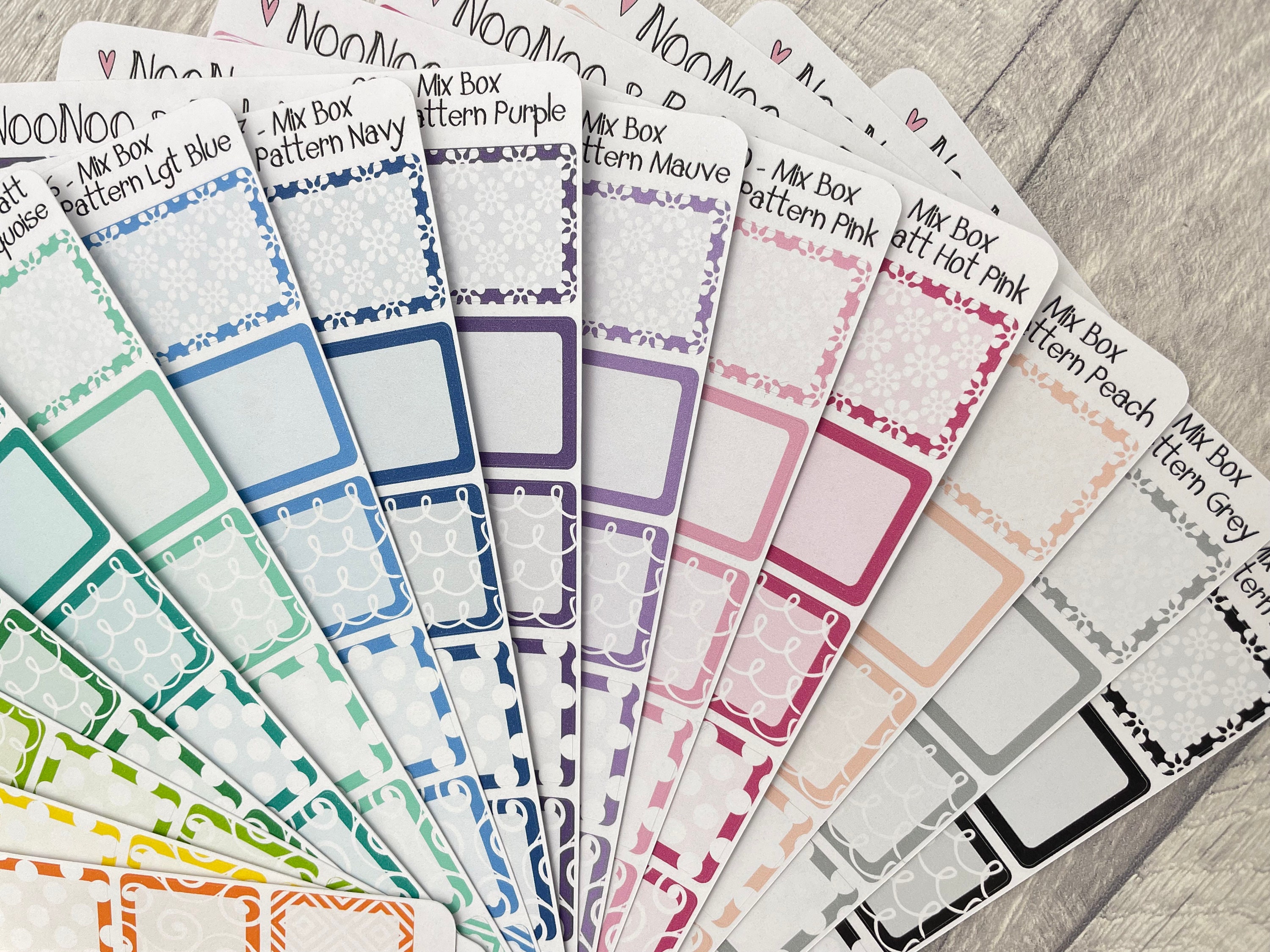 Colour Choice Mixed Pattern Planner Sticker Boxes Pattern | Etsy