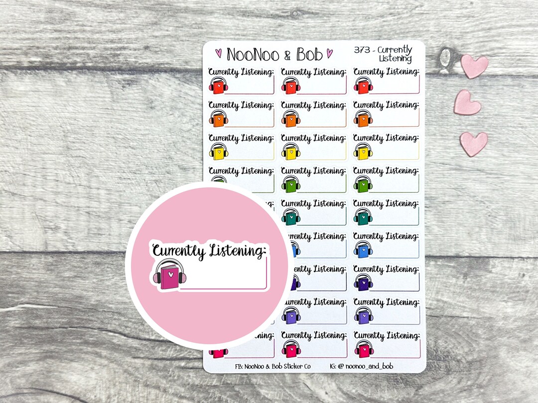 Currently Listening Box Planner Stickers - Audio Book Planner Stickers ...