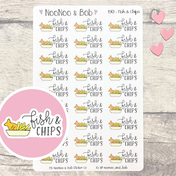 Fish and Chip Stickers - Etsy UK