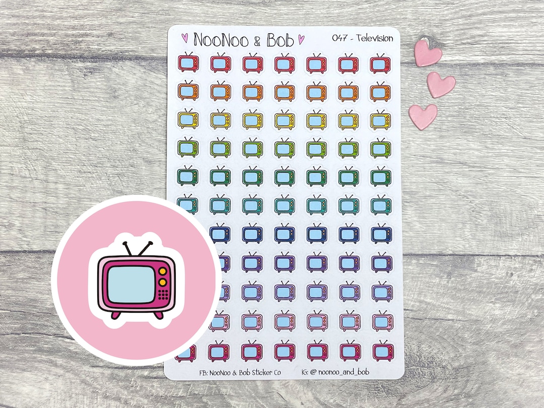 Television Icon Planner Stickers - TV Planner Stickers - Television ...