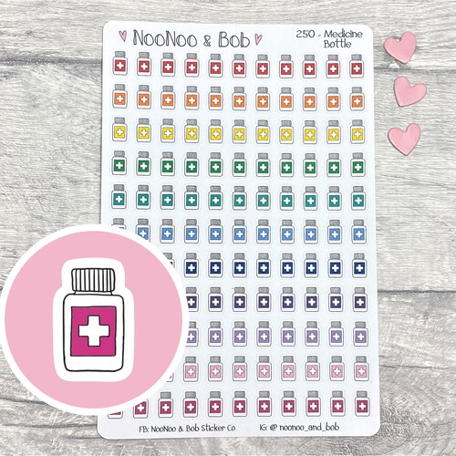 Medication Reminder Planner Stickers RX Bottle Planner - Etsy