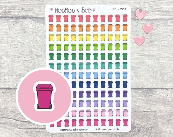 Mini Dustbin Stickers | Wheelie Bin Day Stickers | Trash Can Stickers ...