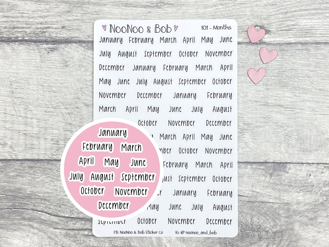 Months of the Year Planner Stickers - Calendar Stickers - Date Covers ...