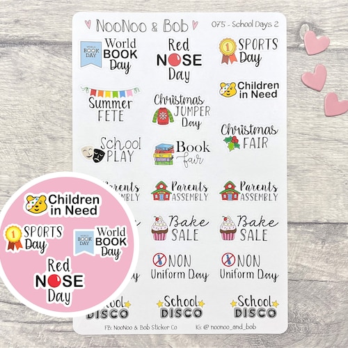 School Events Planner Stickers UK School Days School - Etsy UK