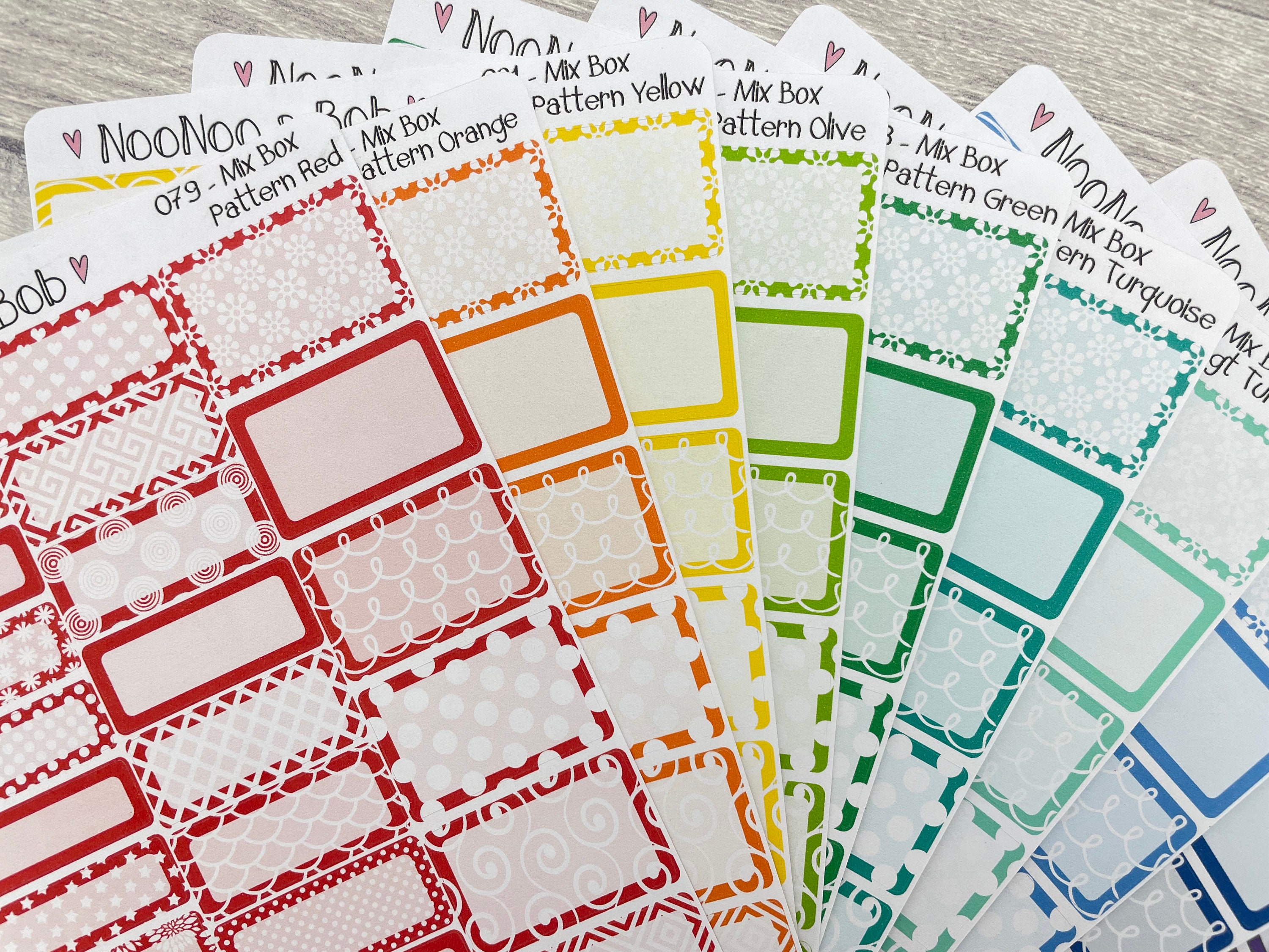 Colour Choice Mixed Pattern Planner Sticker Boxes Pattern | Etsy