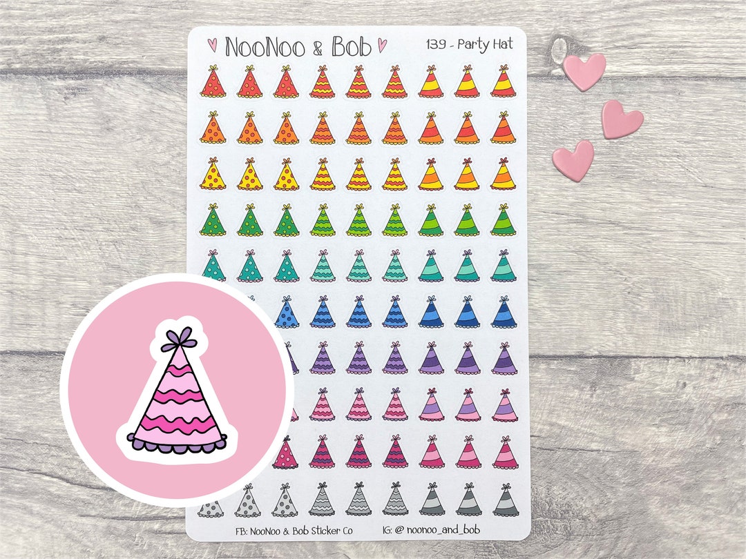 Party Hat Icon Planner Stickers - Birthday Hat Stickers - Party Planner ...