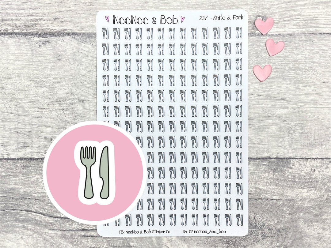 Knife & Fork Meal Planning Stickers - Meal Planner Stickers - Knife and ...
