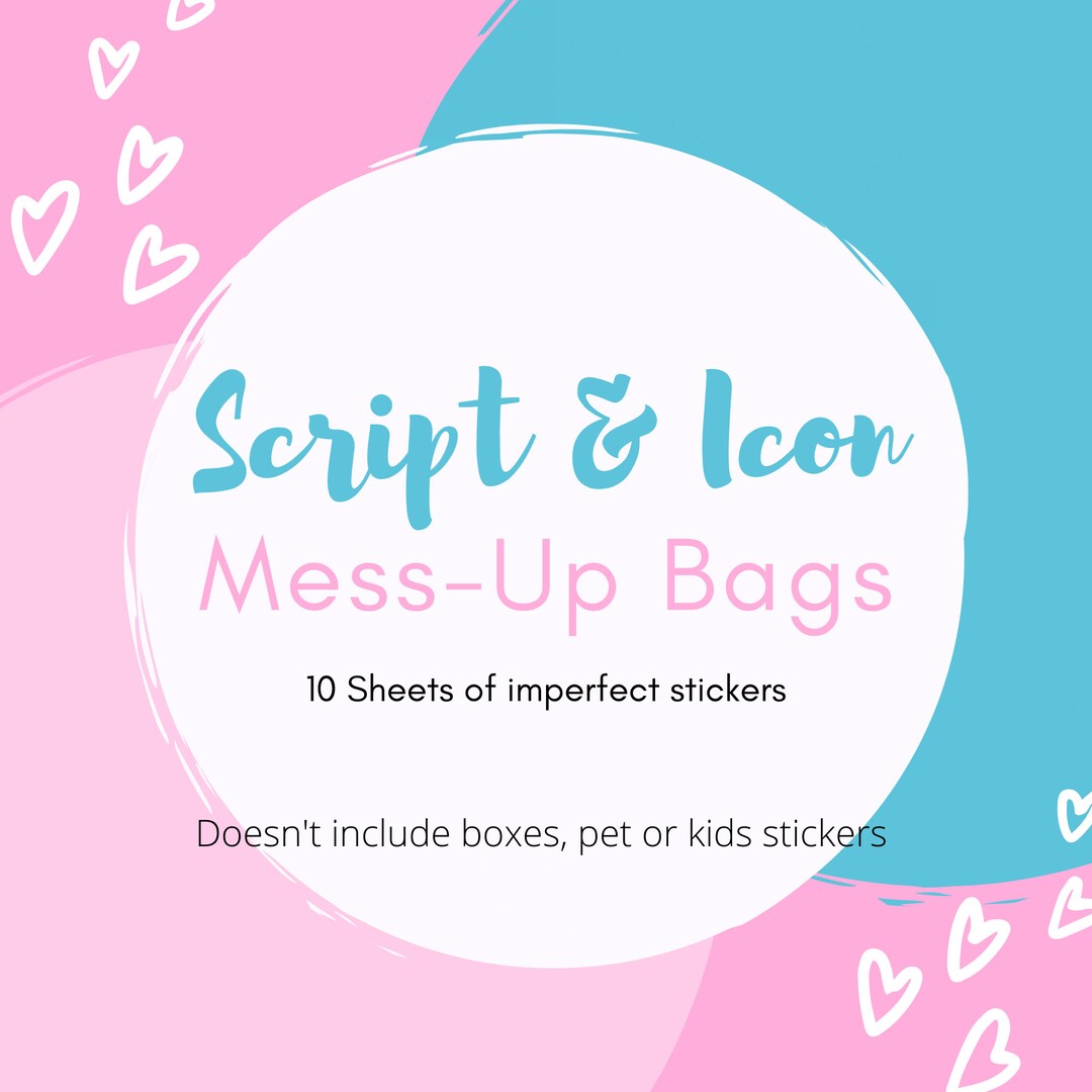 Script & Icon Mess up Bag Oops Planner Stickers Mess up Planner ...