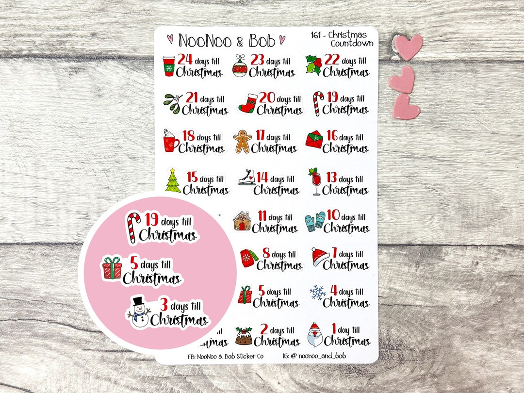 Christmas Countdown Planner Stickers - Festive Days Planner Stickers ...
