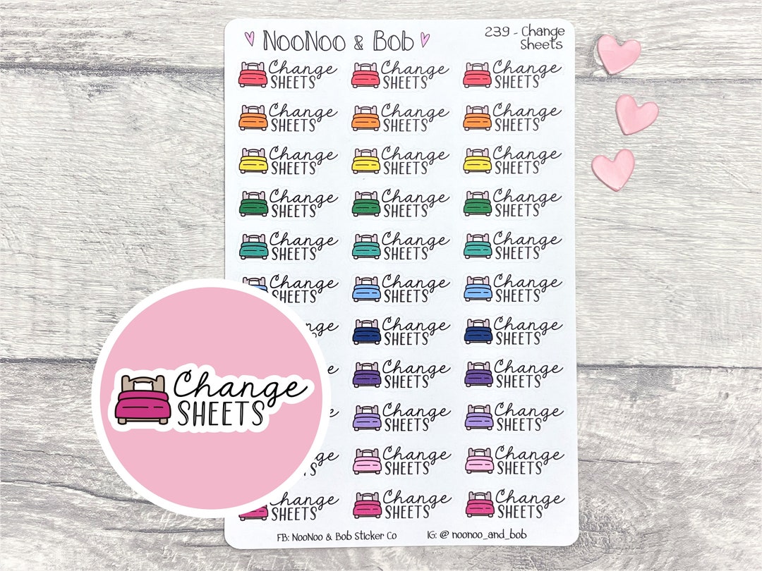 Change Sheets Planner Stickers - Bed Sheets Planner Stickers - Change ...