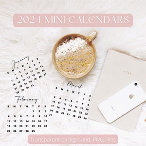 2024 Printable Year at a Glance Calendars PNG 3.2x3.2 Inches - Etsy