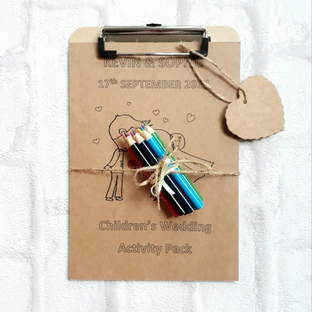 10x Childrens Wedding Party Activity Pack Colouring Clipboard - Etsy UK