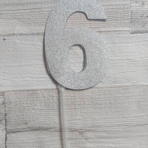 Silver Glitter Number 6 Cake Topper - Etsy UK