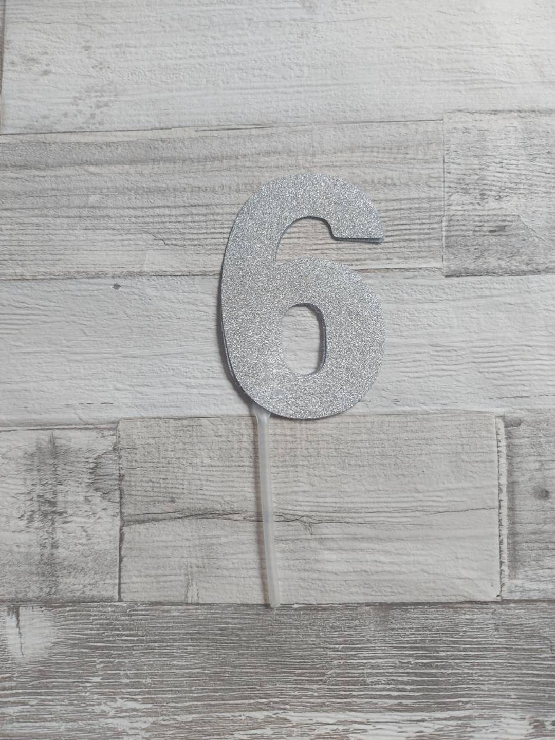 Silver Glitter Number 6 Cake Topper - Etsy