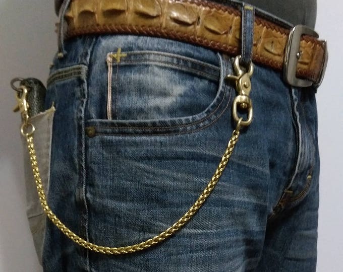 Brass Wallet Chain Belt Hook Wallet Leather Genuine Braided | Etsy
