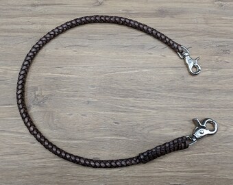 Braided Chain Wallet Black Vintage Genuine Cowhide Leather | Etsy