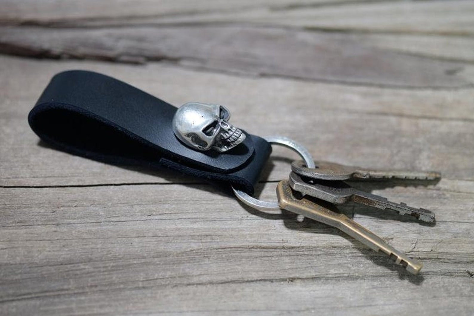 Biker Leather Belt Loop Key Chain Skull Vintage Genuine | Etsy