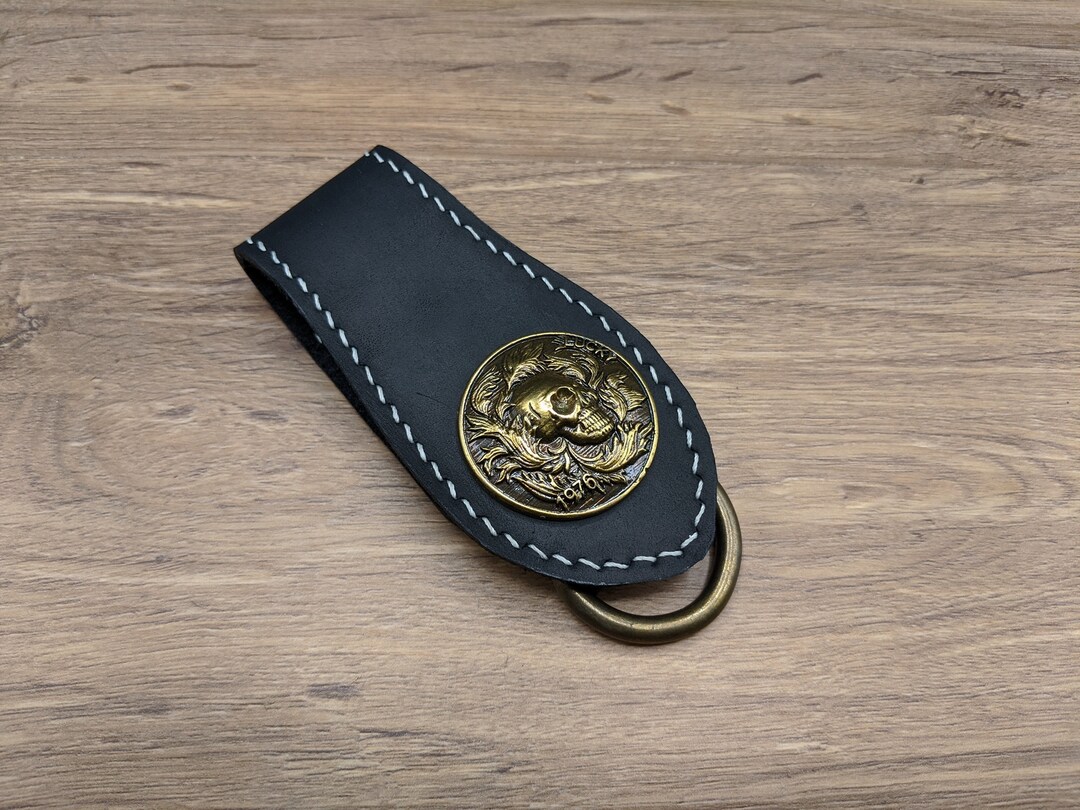 Skull Belt Loop Key Chain Skull Cowhide Leather Wallet Chain for Mens ...