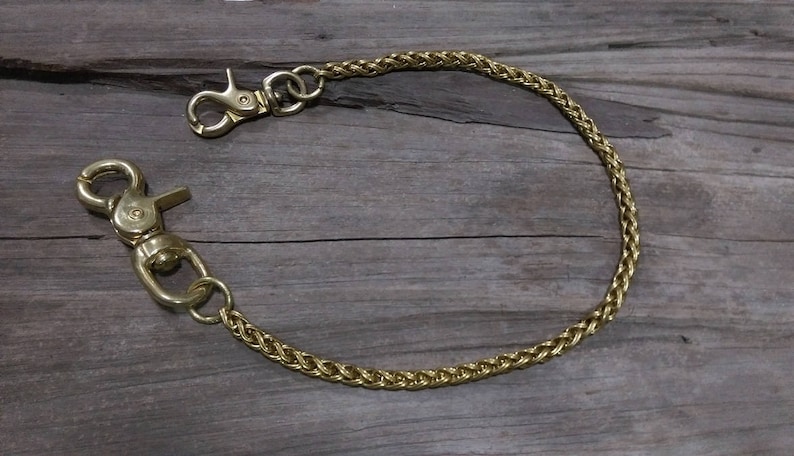 Brass Wallet Chain Belt Hook Wallet Leather Genuine Braided Brass Chain ...