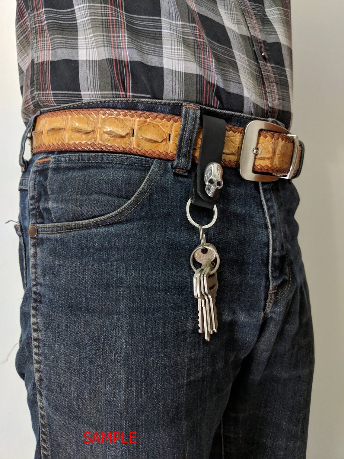 Biker Leather Belt Loop Key Chain Skull Vintage Genuine - Etsy