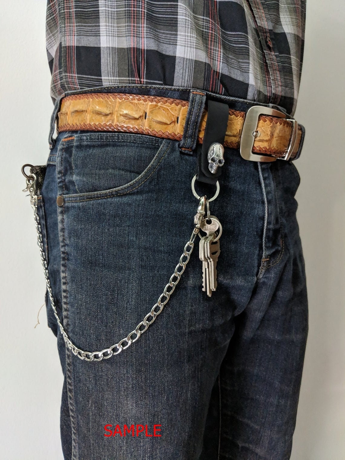 Biker Leather Belt Loop Key Chain Skull Vintage Genuine - Etsy