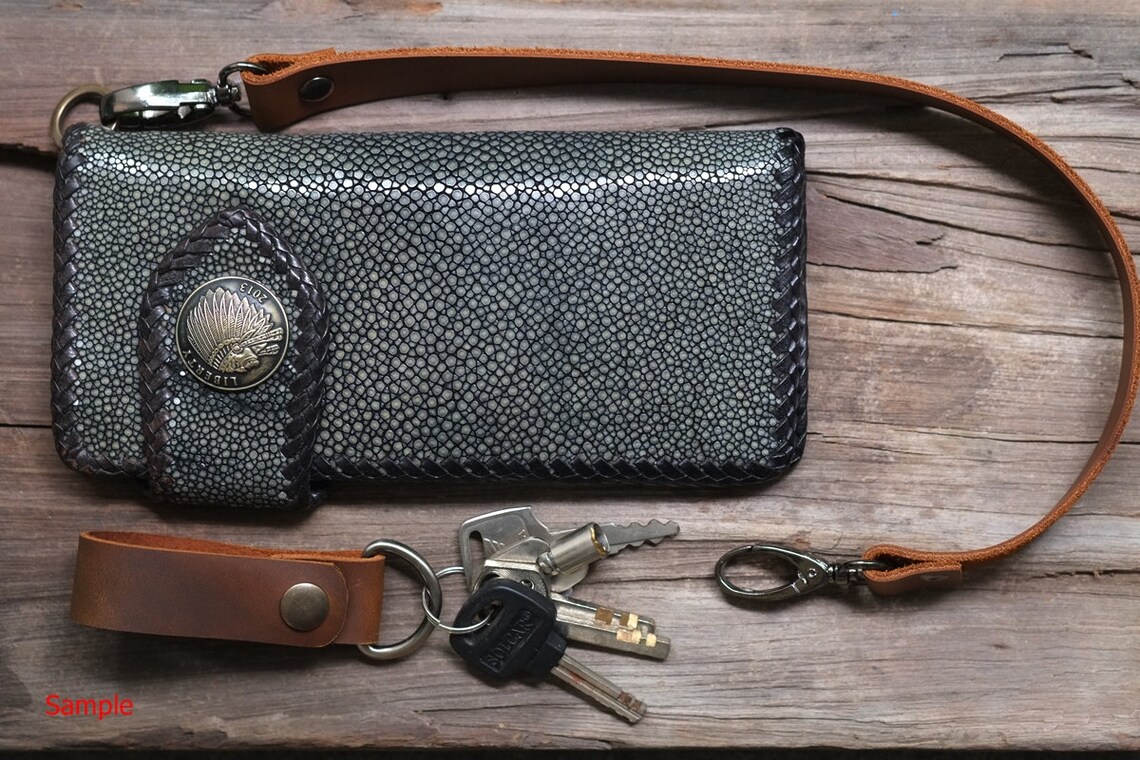 Leather Chain Key Wallet Leather and Key FOB Brown Vintage - Etsy