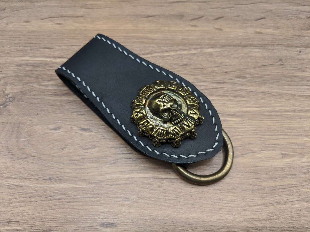 Skull Belt Loop Key Chain Skull Cowhide Leather Wallet Chain - Etsy