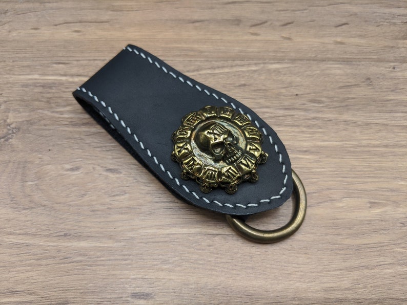 Skull Belt Loop Key Chain Skull Cowhide Leather Wallet Chain - Etsy
