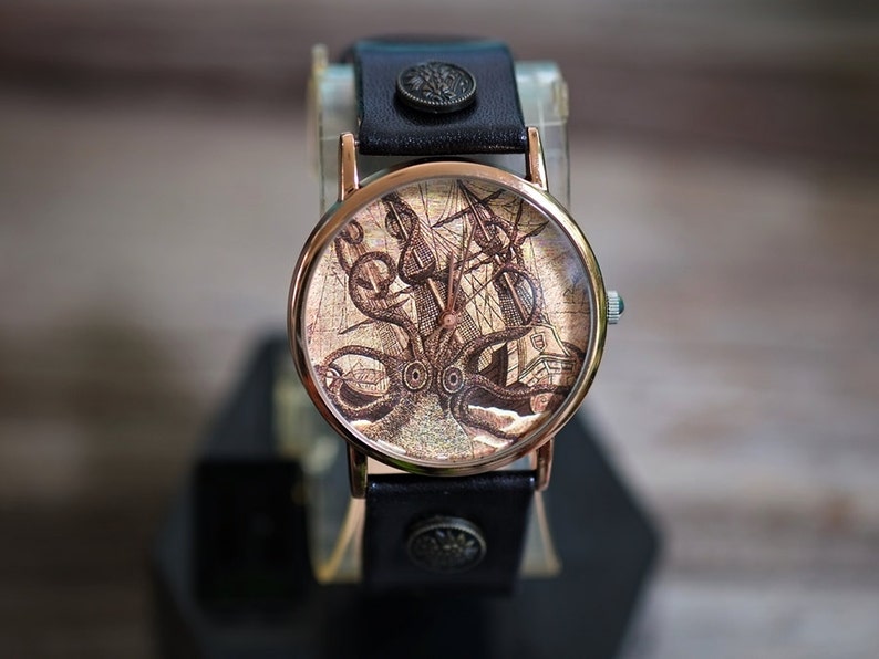 Octopus Vintage Watch Leatherladies Watchmen's - Etsy