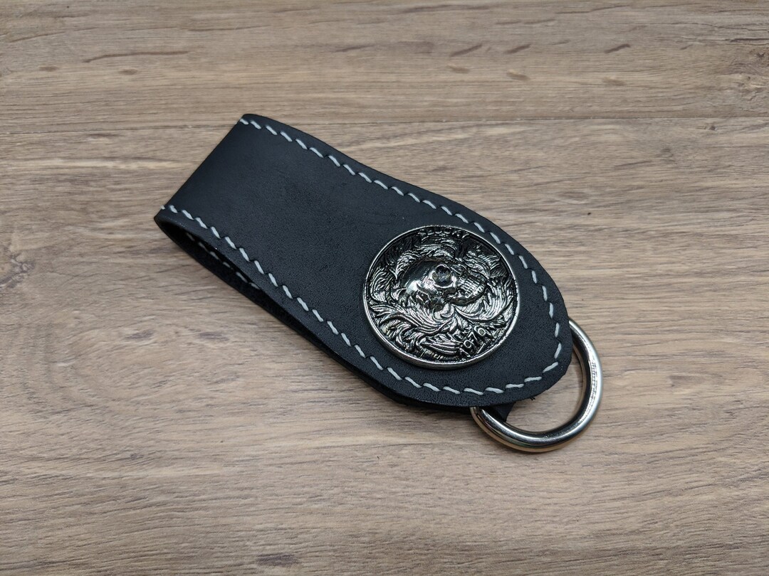 Skull Belt Loop Key Chain Skull Cowhide Leather Wallet Chain for Mens ...