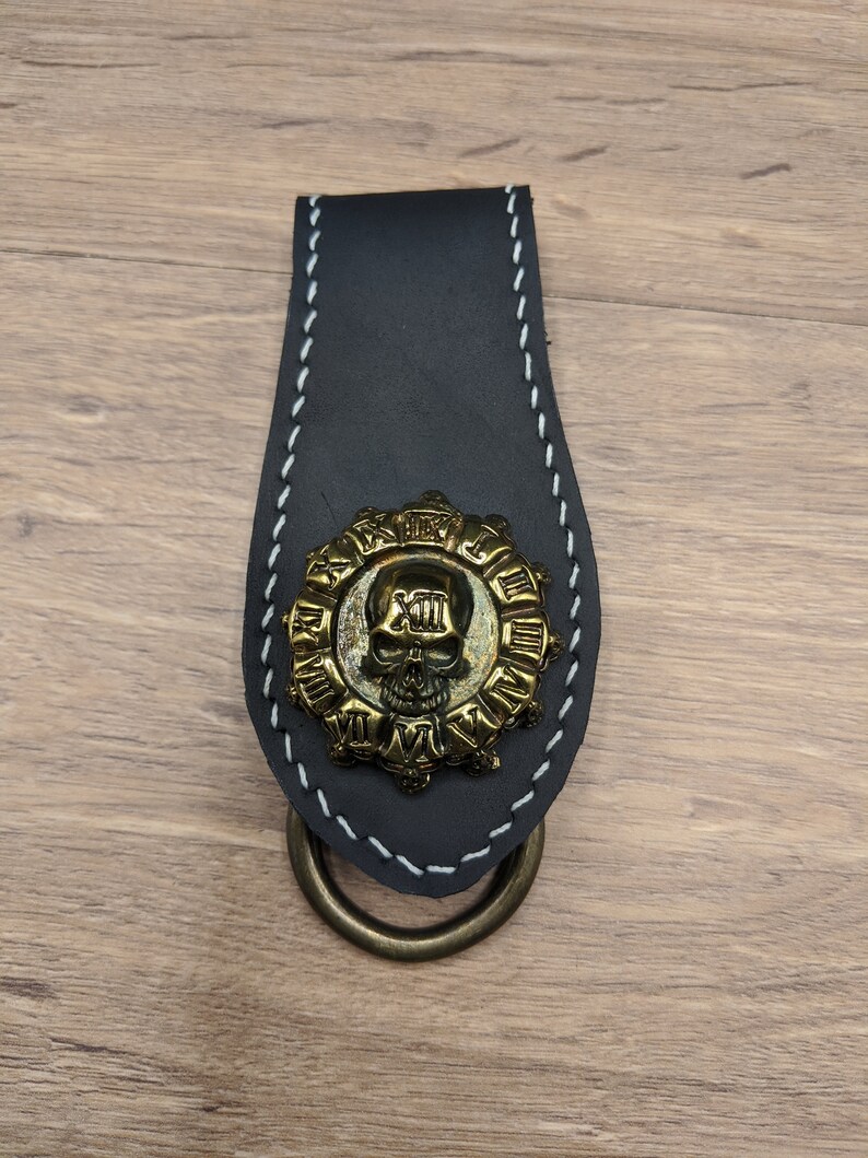 Skull Belt Loop Key Chain Skull Cowhide Leather Wallet Chain - Etsy