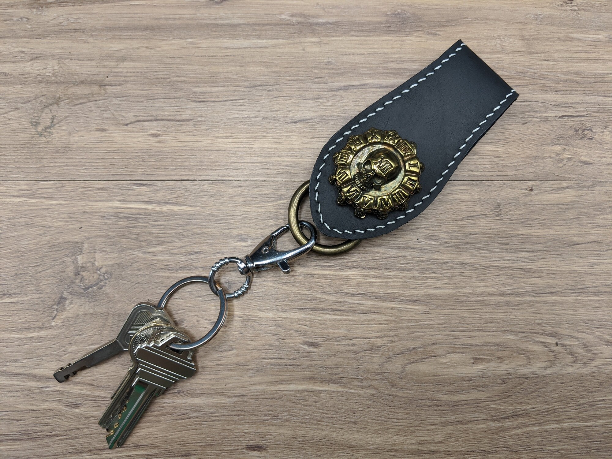 Skull Belt Loop Key Chain Skull Cowhide Leather Wallet Chain | Etsy