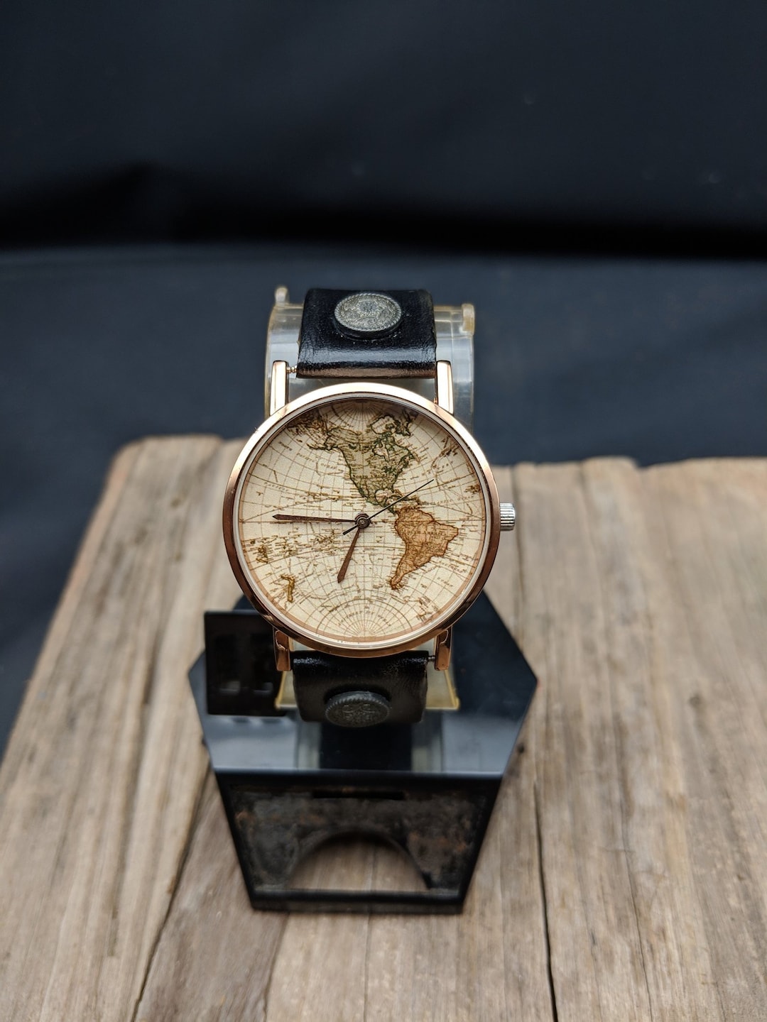 Old Map Leather Watch,women Watch,men's Watch,unisex Watch,wristwatch ...