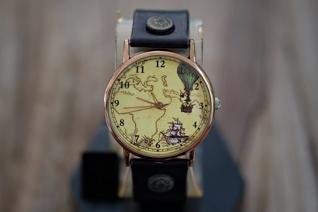 Adventure Map Funny Art Leather Watch,ladies Watch,men's Watch,unisex ...