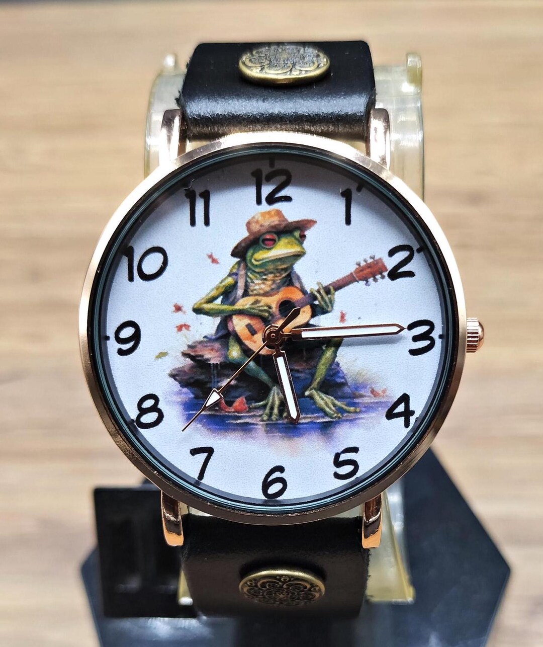 Funny Frog Playing Guitar Classic,watch Leather,unisex Watch,men Watch ...