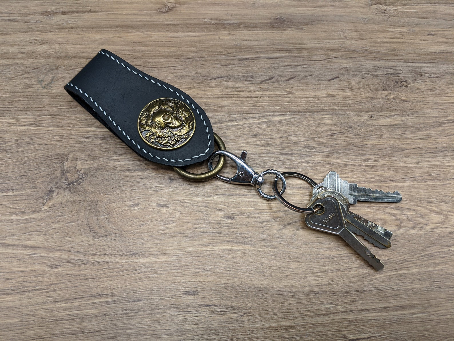 Skull Belt Loop Key Chain Skull Cowhide Leather Wallet Chain - Etsy