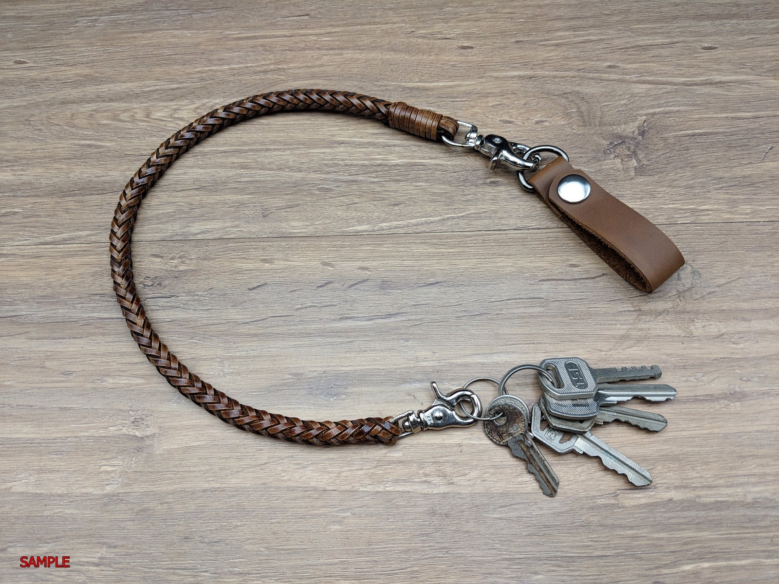Set Belt Loop Braided Chain Wallet Tan Vintage Genuine Cowhide | Etsy