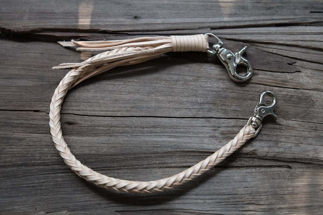 Braided Chain Wallet Natural Color Vintage Genuine Cowhide Leather ...