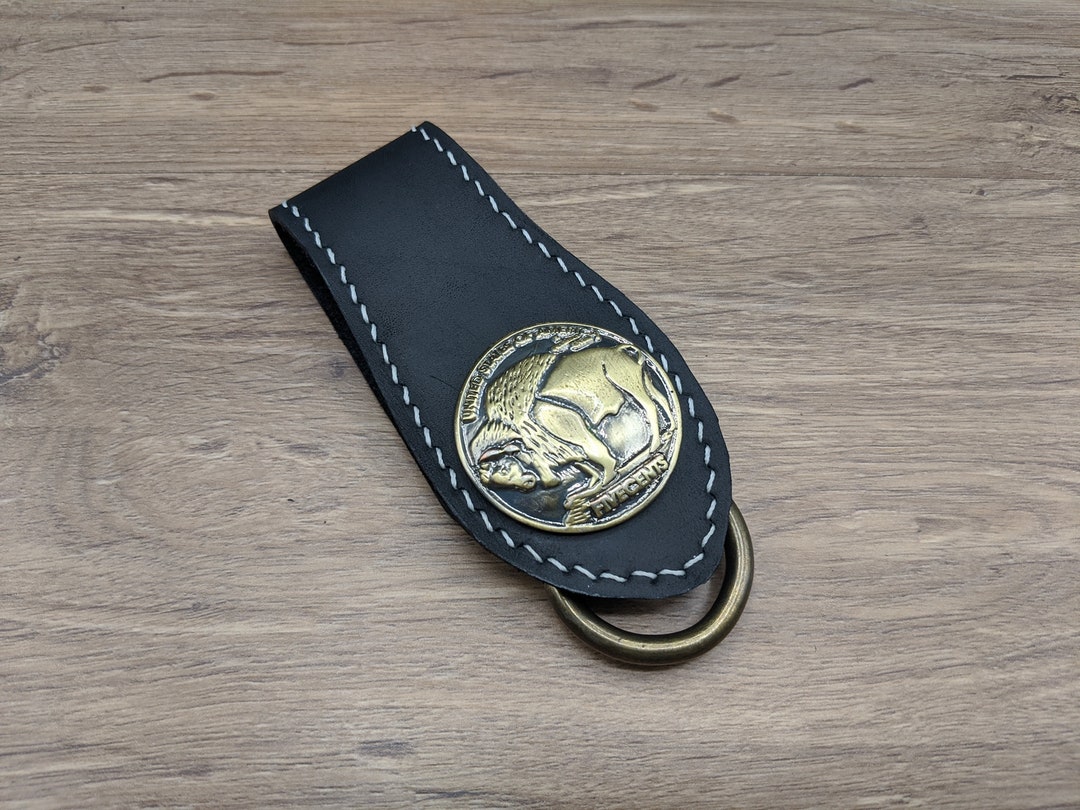 Bison Belt Loop Key Chain Cowhide Leather Wallet Chain for Men Buffalo ...