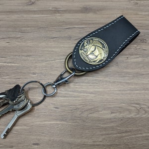 Bison Belt Loop Key Chain Cowhide Leather Wallet Chain for Men Buffalo ...