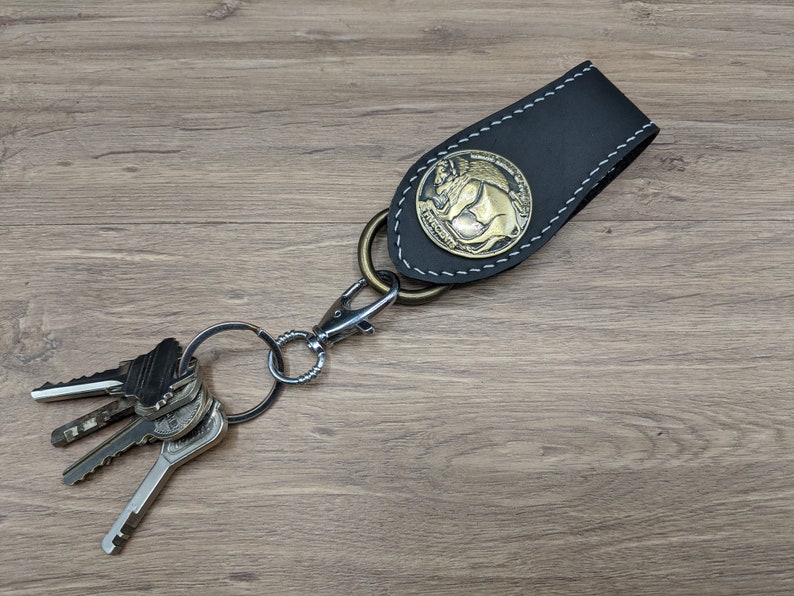 Bison Belt Loop Key Chain Cowhide Leather Wallet Chain for Men - Etsy